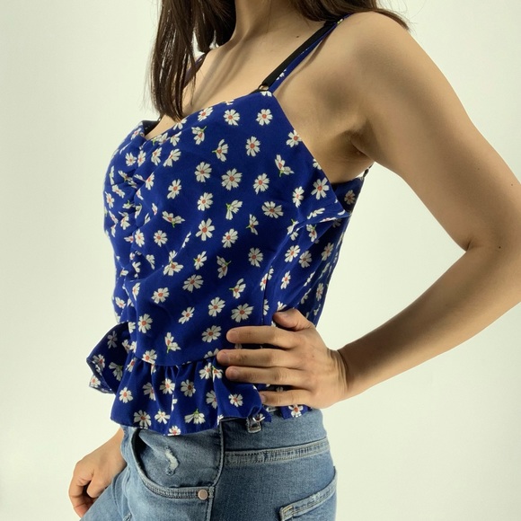 Topshop | Tops | Topshop Blue Floral Tank Top | Poshmark